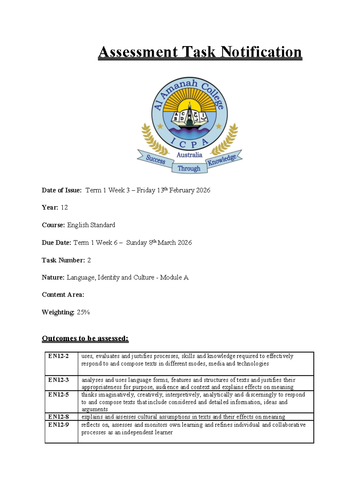 Yr 12 2026 English Standard Task 2: Reflective Essay on Poetry - Studocu
