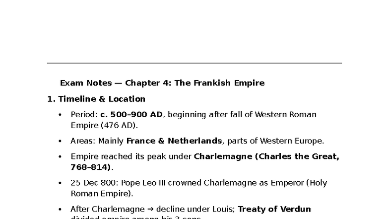 Chapter 4 Exam Notes: The Frankish Empire - Intro to Law (IL101) - Studocu