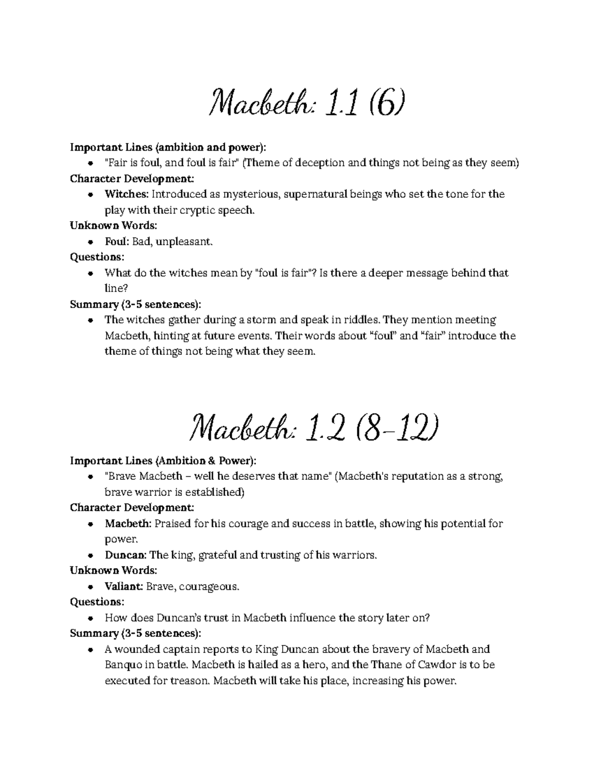 AP Seminar - Macbeth: Ambition, Power & Character Insights - Studocu