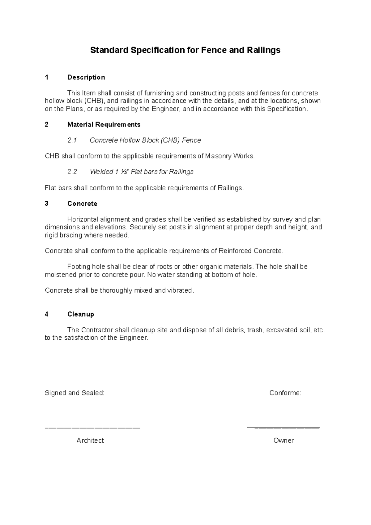 Fencing Permit Specs: Standard for CHB Fence & Railings - Studocu