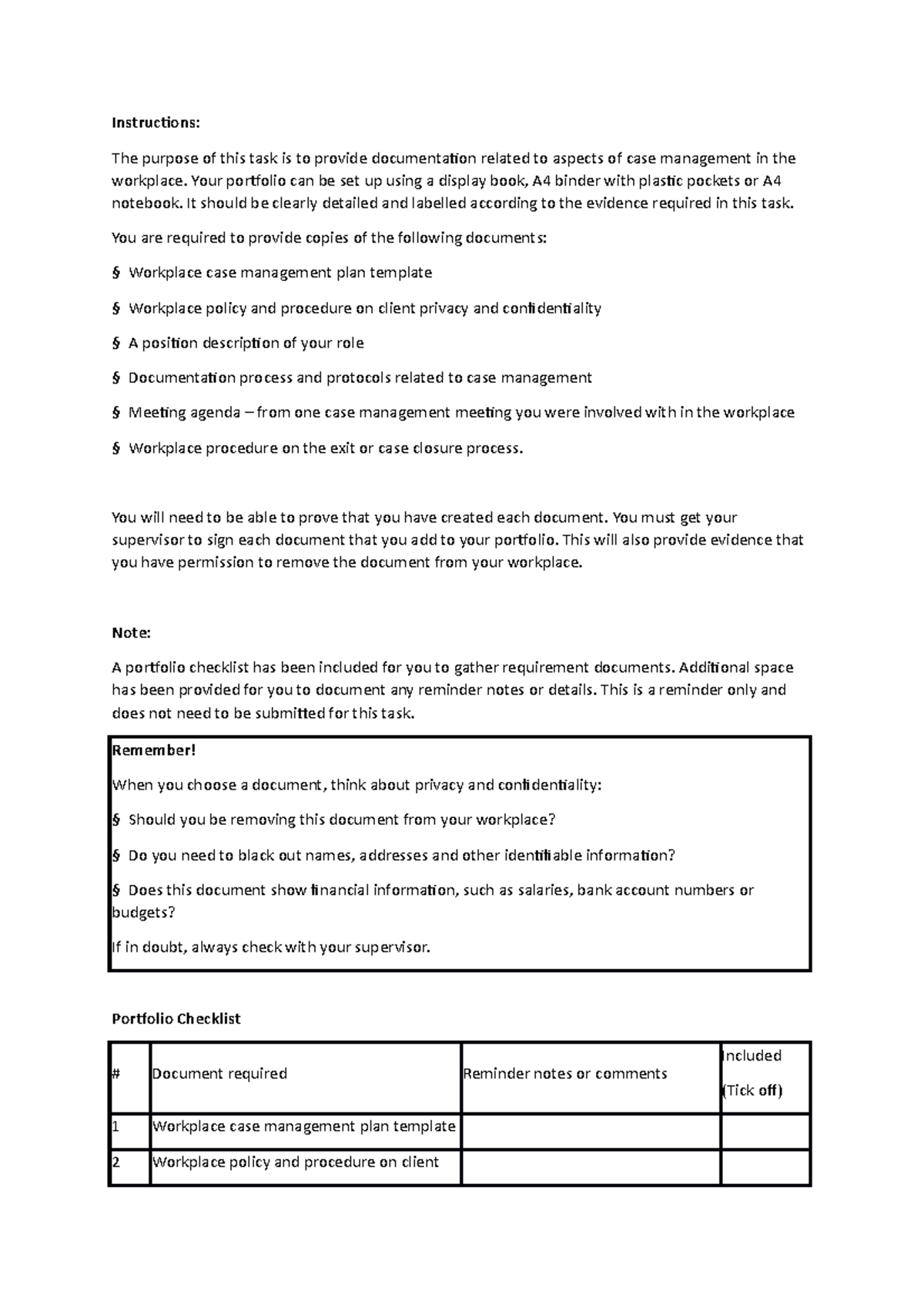 Chccsm 005 Assessment 5 - Instructions: The purpose of this task is to ...