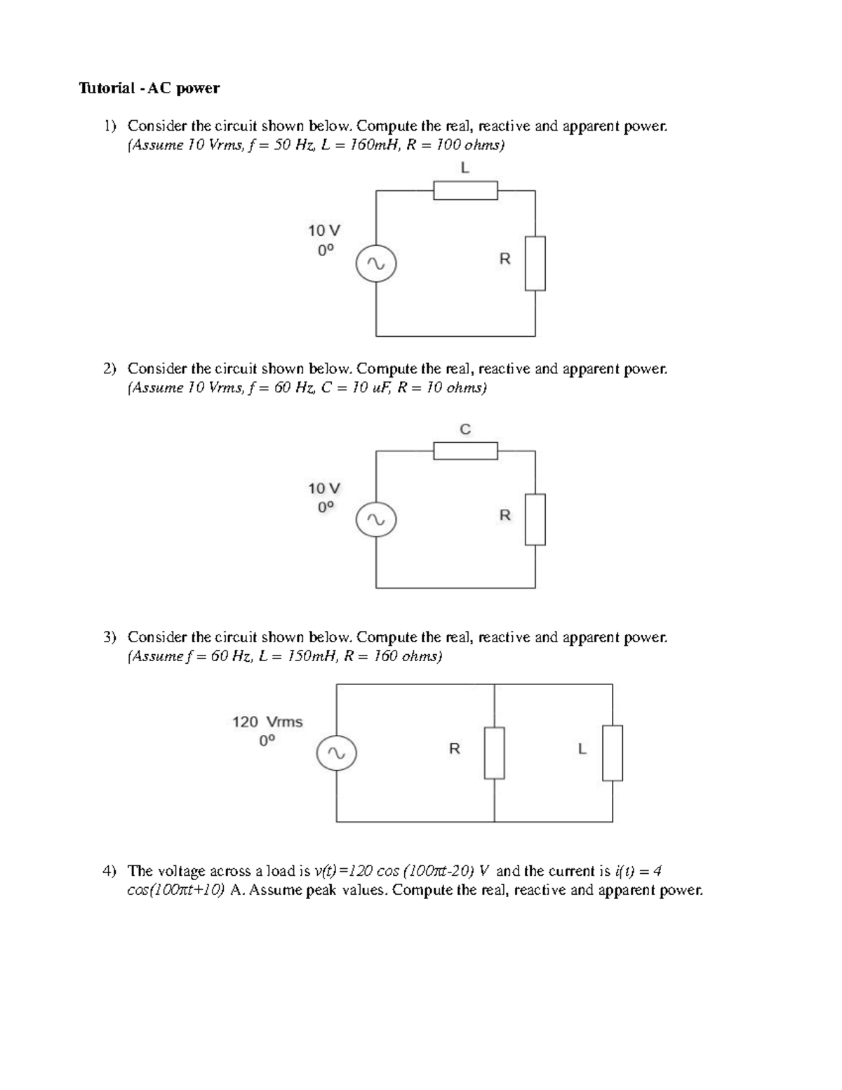 ELECTRICAL PRINCIPLES ONE Tutorial 1: AC Power Calculations - Studocu
