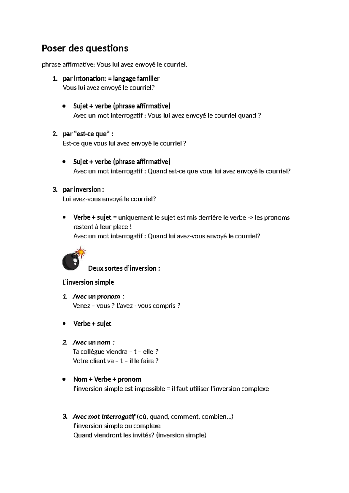 Poser des questions en français: Techniques et Exemples - Studocu