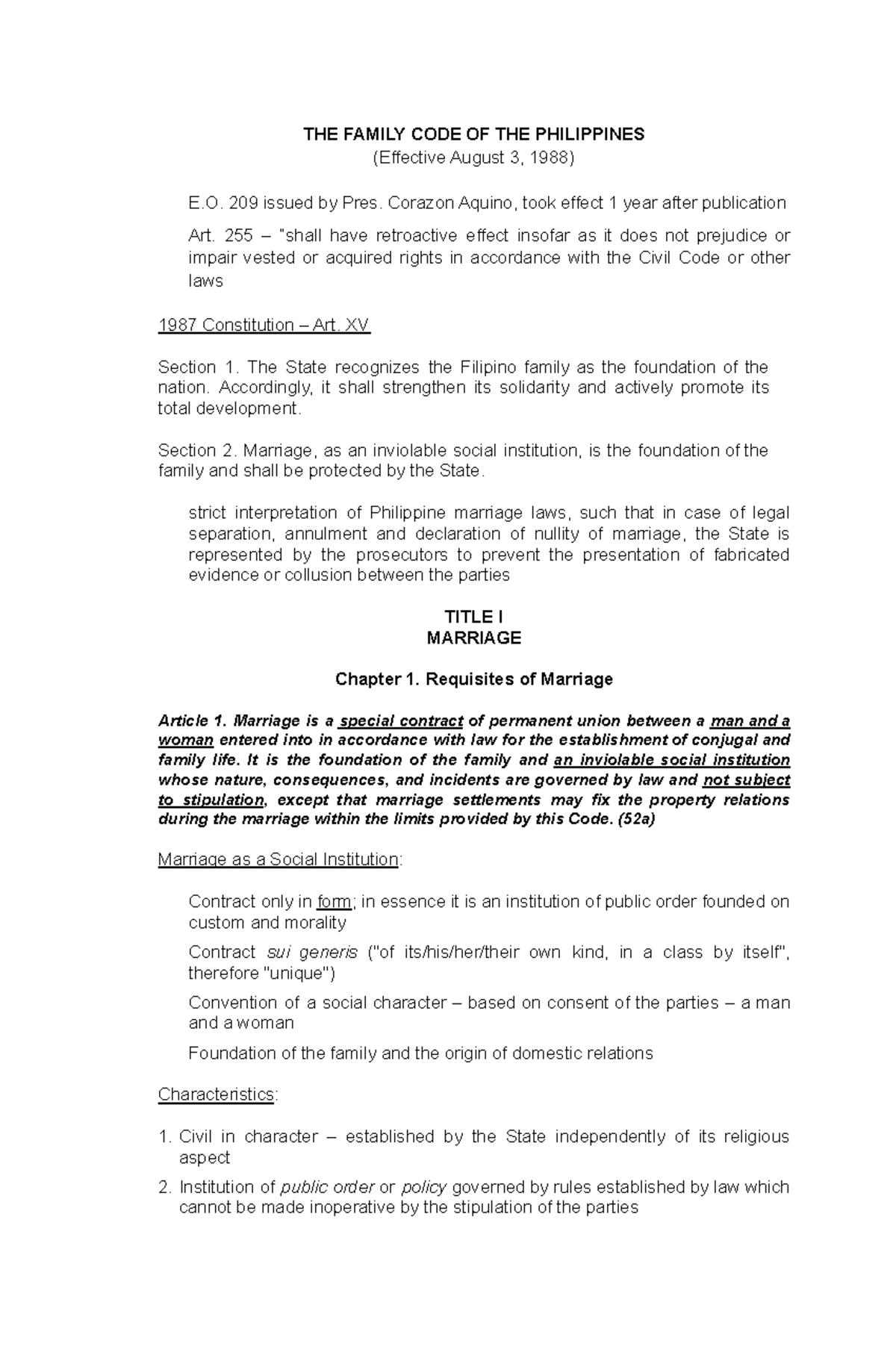 CHAPTER 4 FC Marriage Requisites: Essential Guidelines (Arts. 1-26 ...