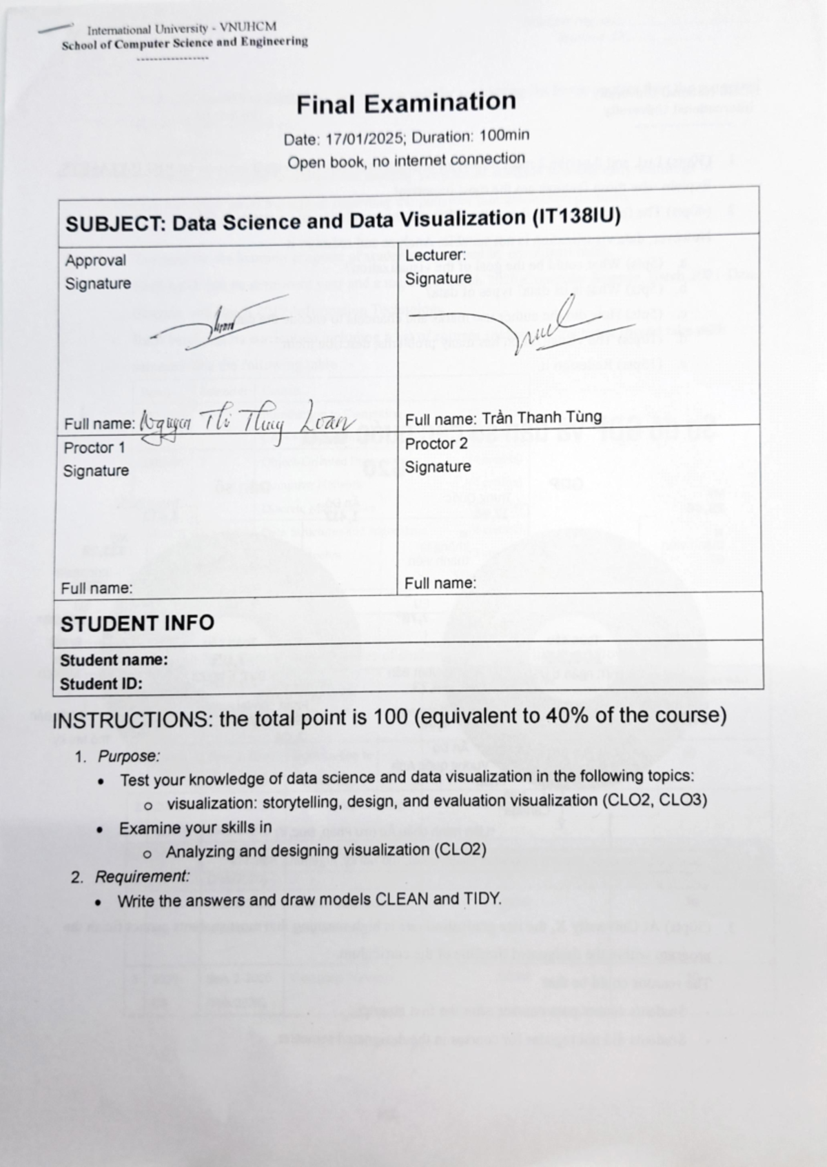 Data Science & Visualization Final Exam IT1381U - Jan 2025 Guide - Studocu