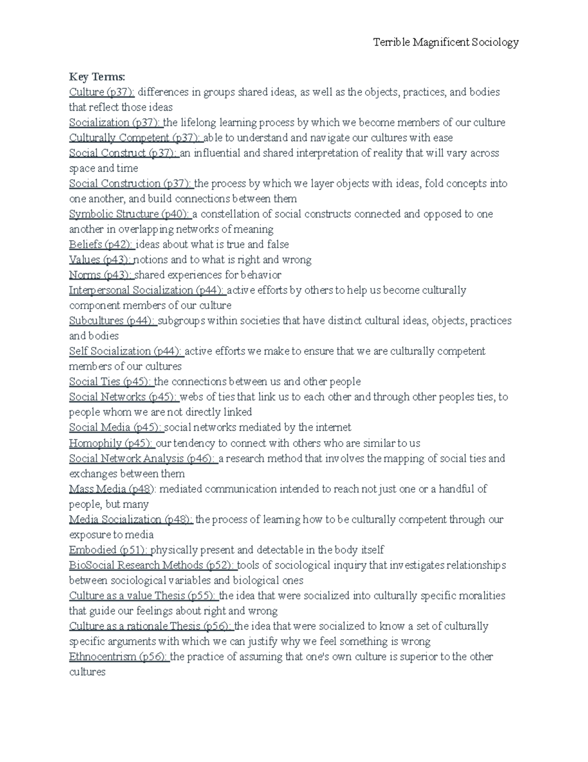 Chapter 2 Culture and Construction - Terrible Magnificent Sociology Key ...