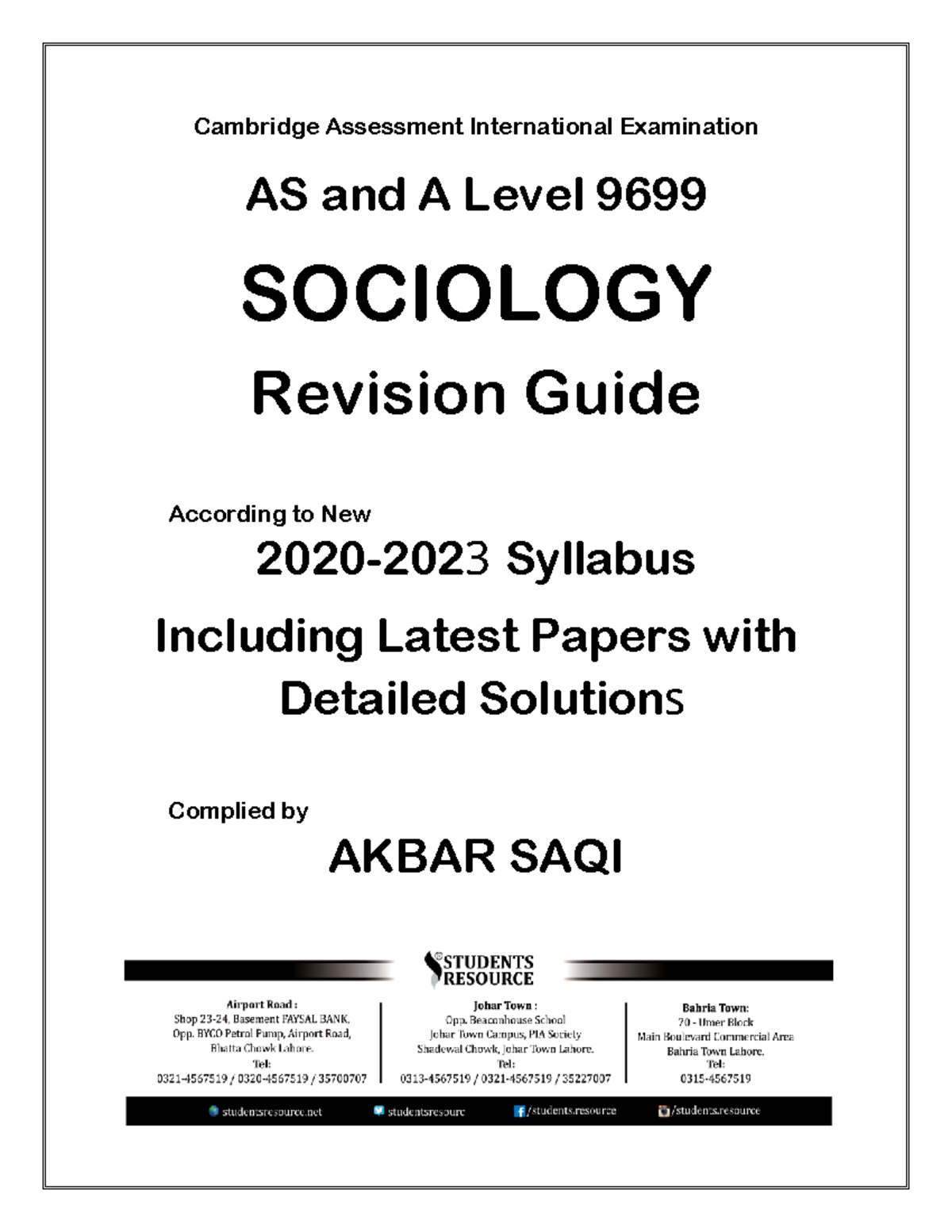 A Level Sociology Revision Guide by Akbar Saqi (2021-2023) - Studocu