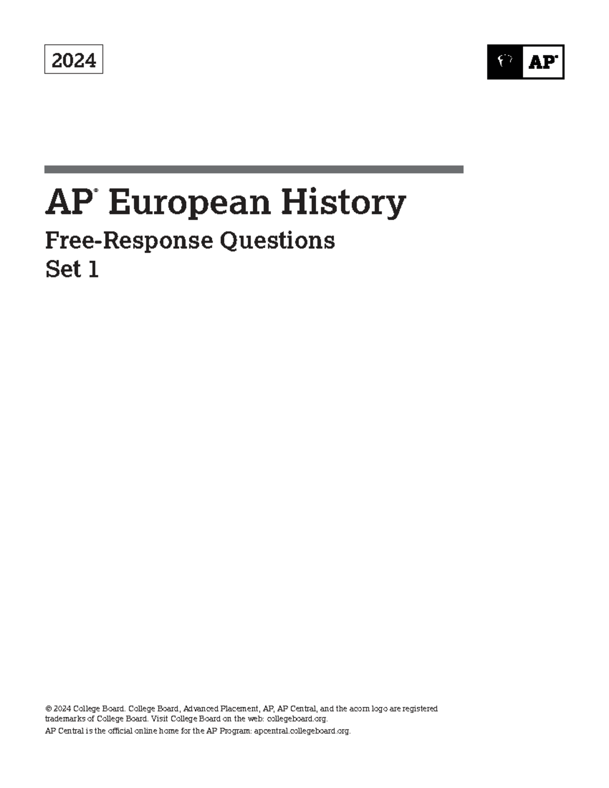2024 AP European History Short Answer Questions Set 1 - Studocu