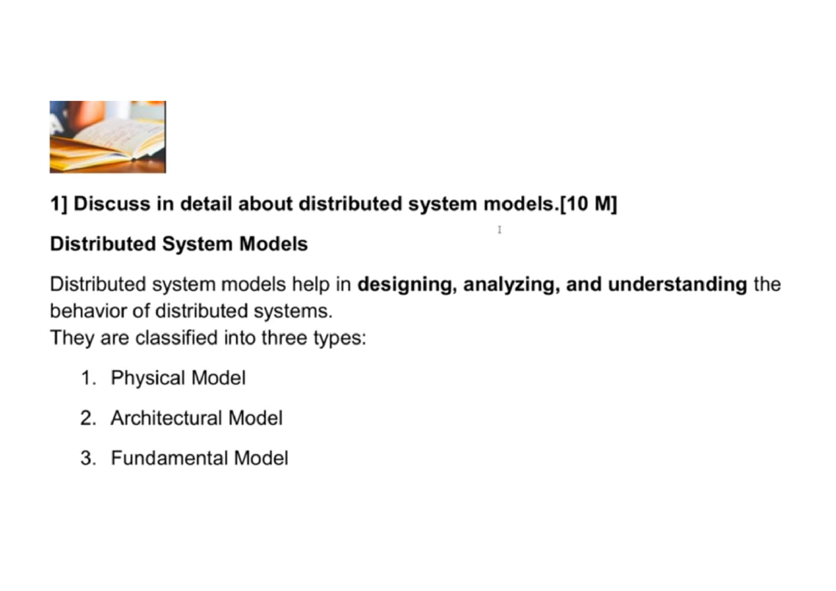 Distributed Systems I: Models, Architectures, and Cluster Computing ...