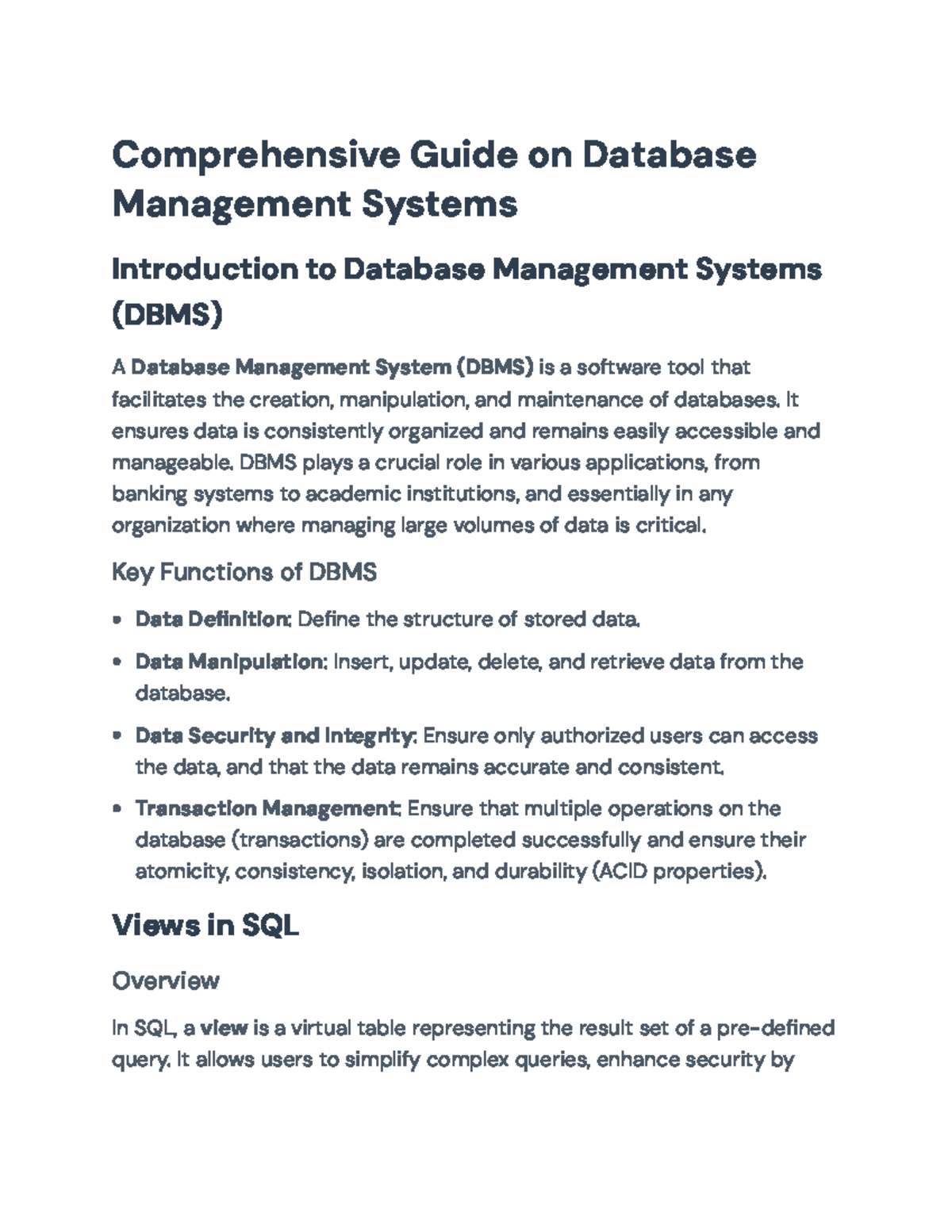 Comprehensive Guide to Database Management Systems (DBMS) Concepts ...