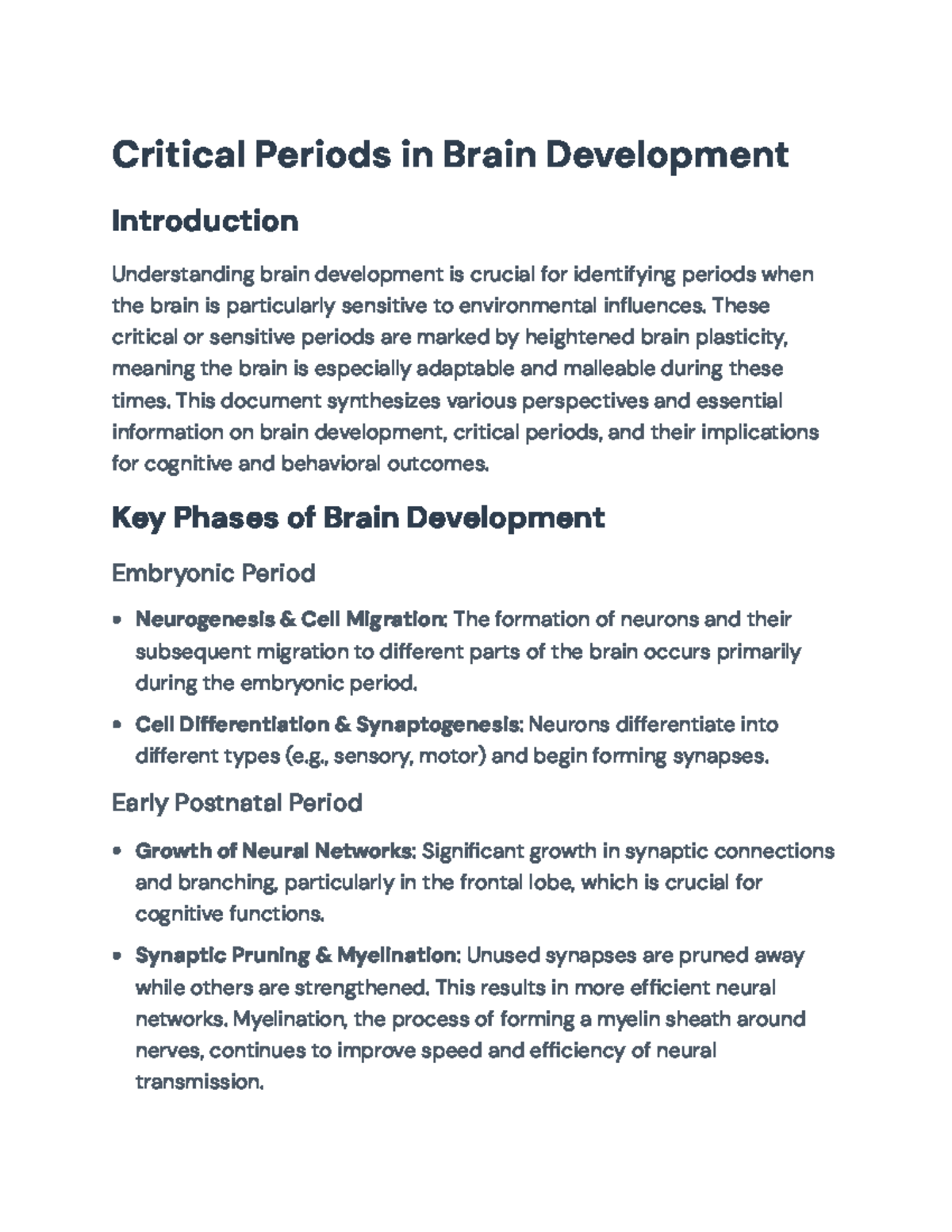 Understanding Critical Periods in Brain Development and Their Impact ...
