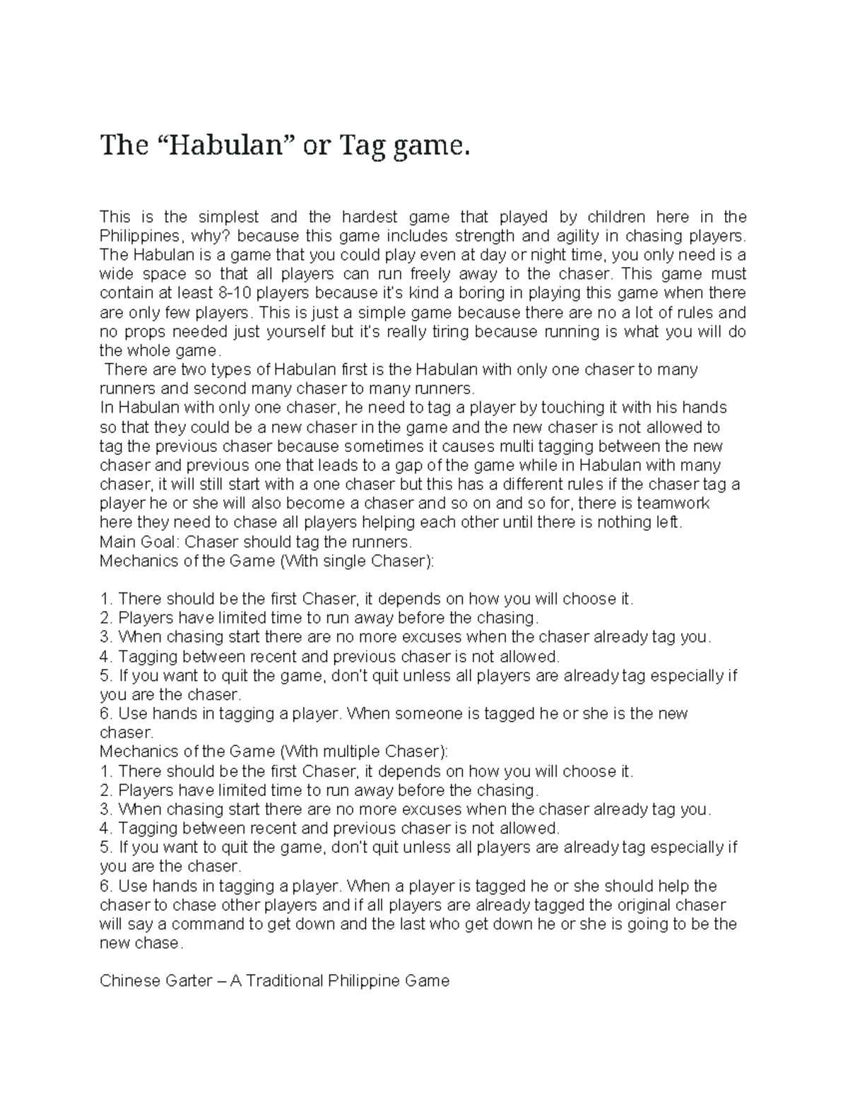 Philippine Traditional Games: Habulan, Chinese Garter, and Langit Lupa ...