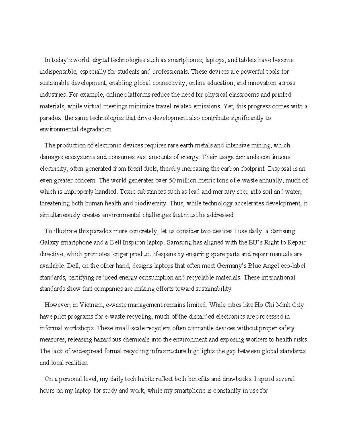Env Dev Final Essay: The Paradox of Digital Tech and Sustainability ...