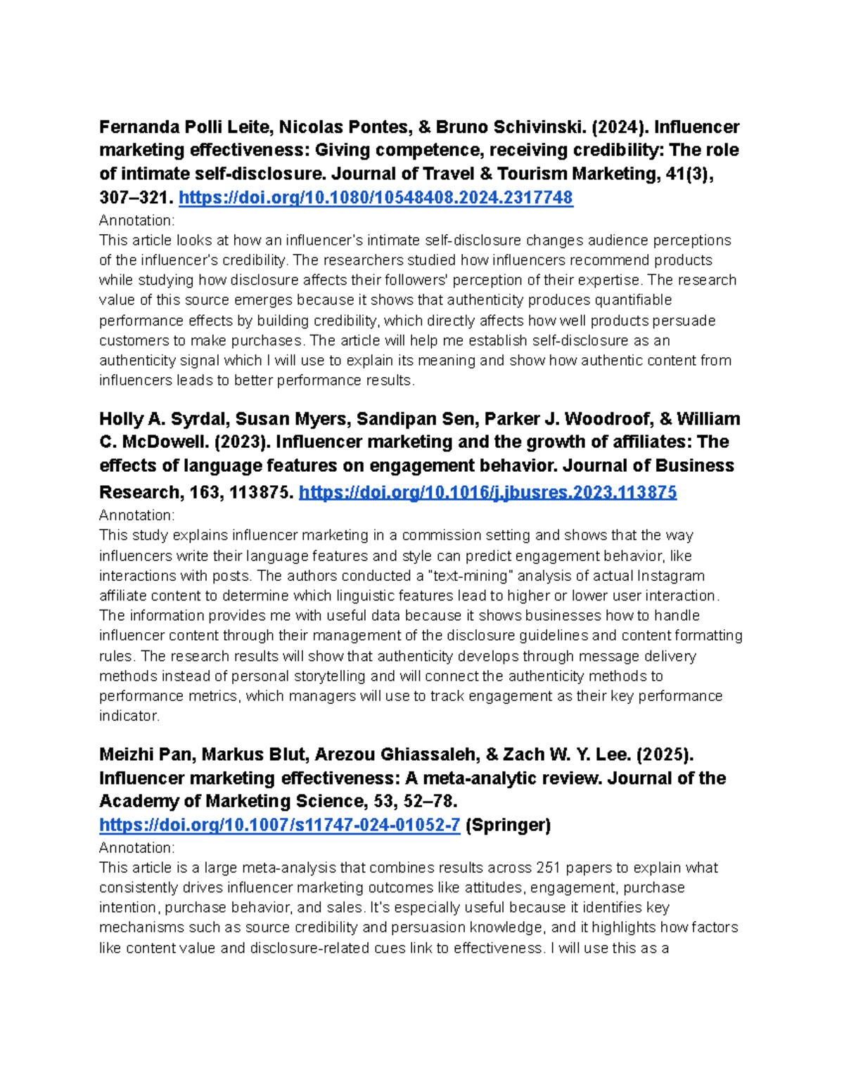 Annotated Bibliography on Influencer Marketing Effectiveness (2024 ...