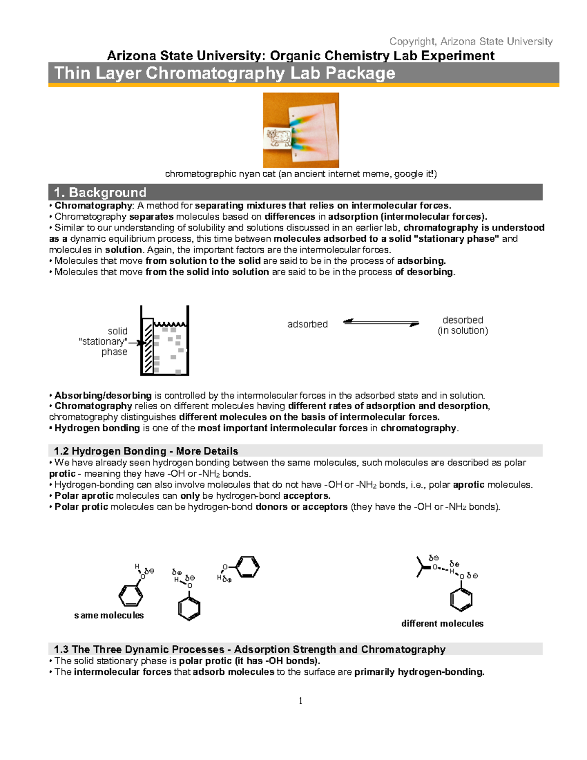 TLC CHM 237 Lab Packet: Exploring Thin Layer Chromatography Techniques ...