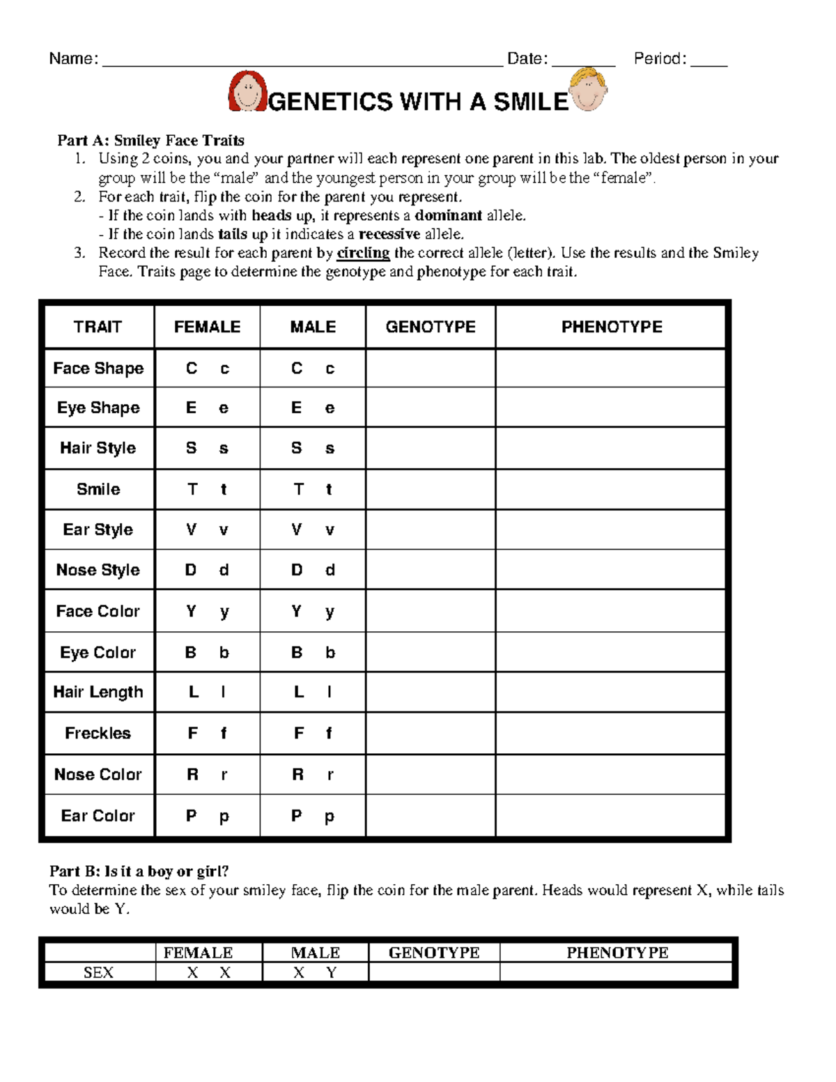 Genetics Lab Report: Smiley Face Traits and Inheritance Patterns - Studocu