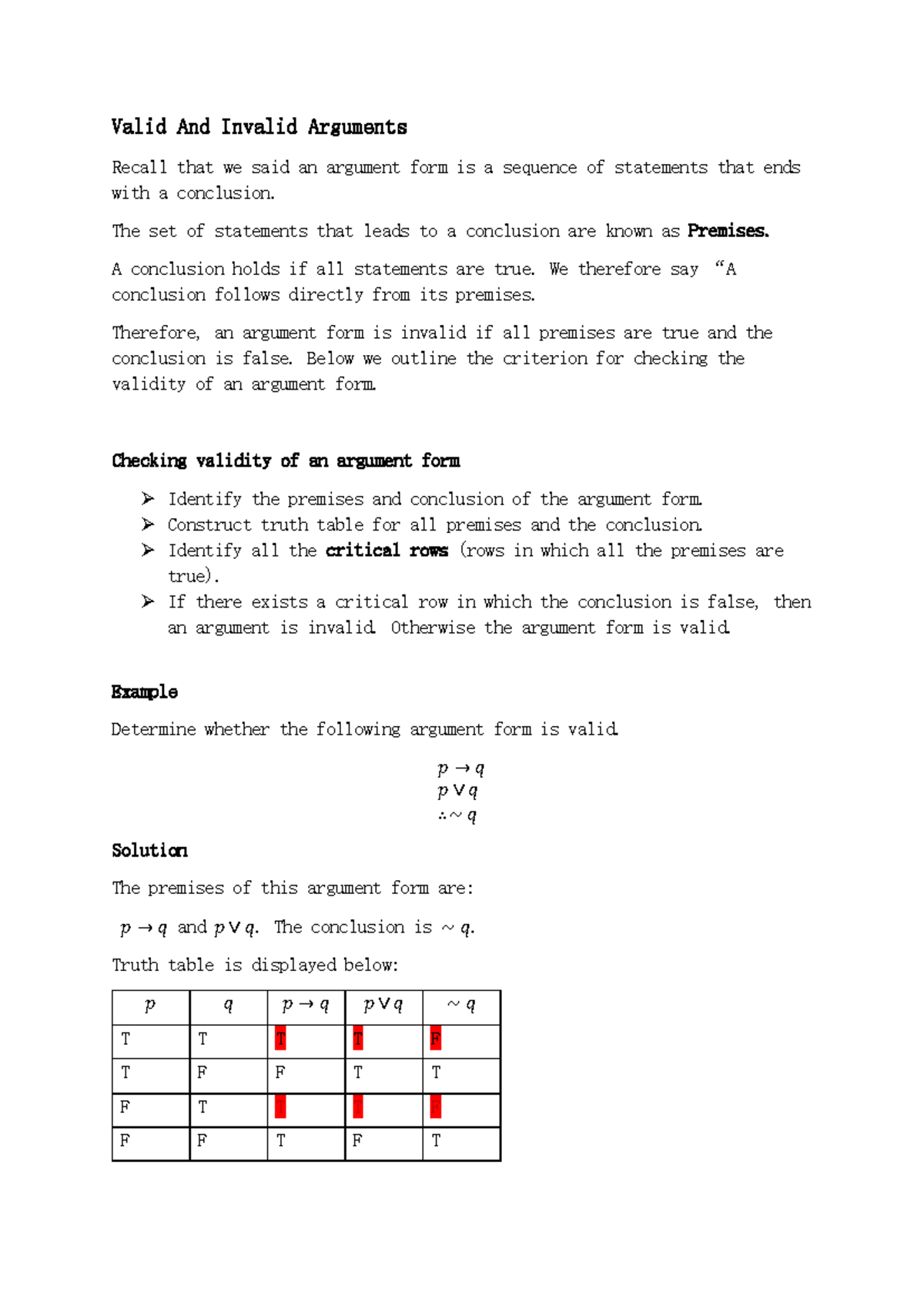 Valid and Invalid Arguments: Understanding Argument Forms and Truth ...