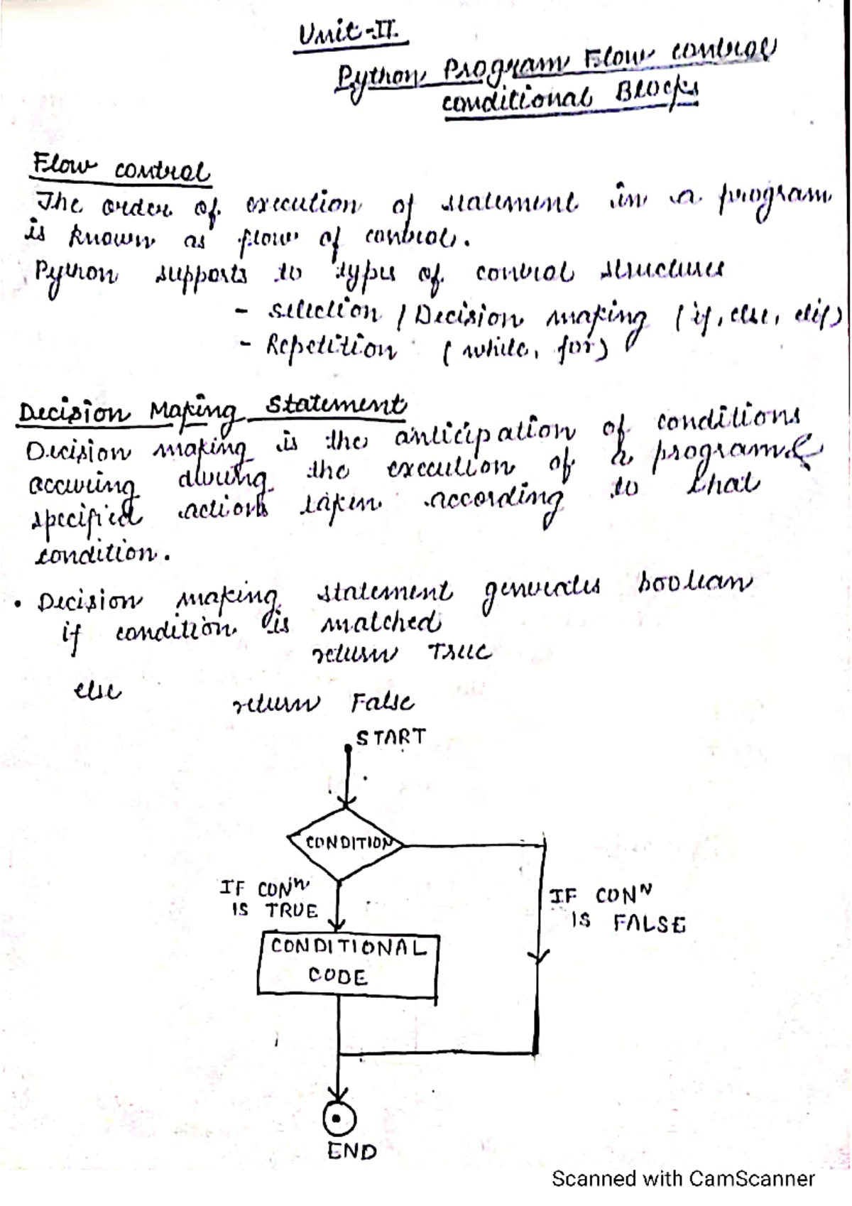 Python Unit II: Flow Control and Conditional Blocks Explained - Studocu