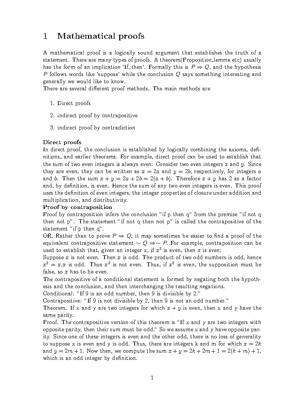 Chap0 - Lecture notes 1 - 1 Mathematical proofs A mathematical proof is ...
