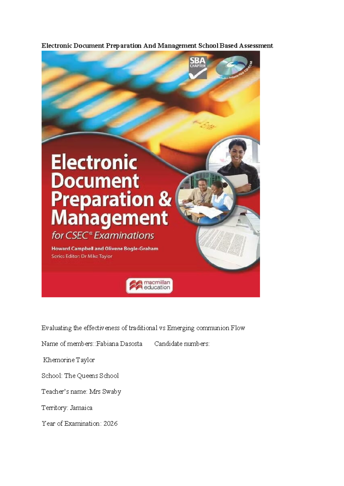 Electronic Document Preparation and Management: Assessment of ...