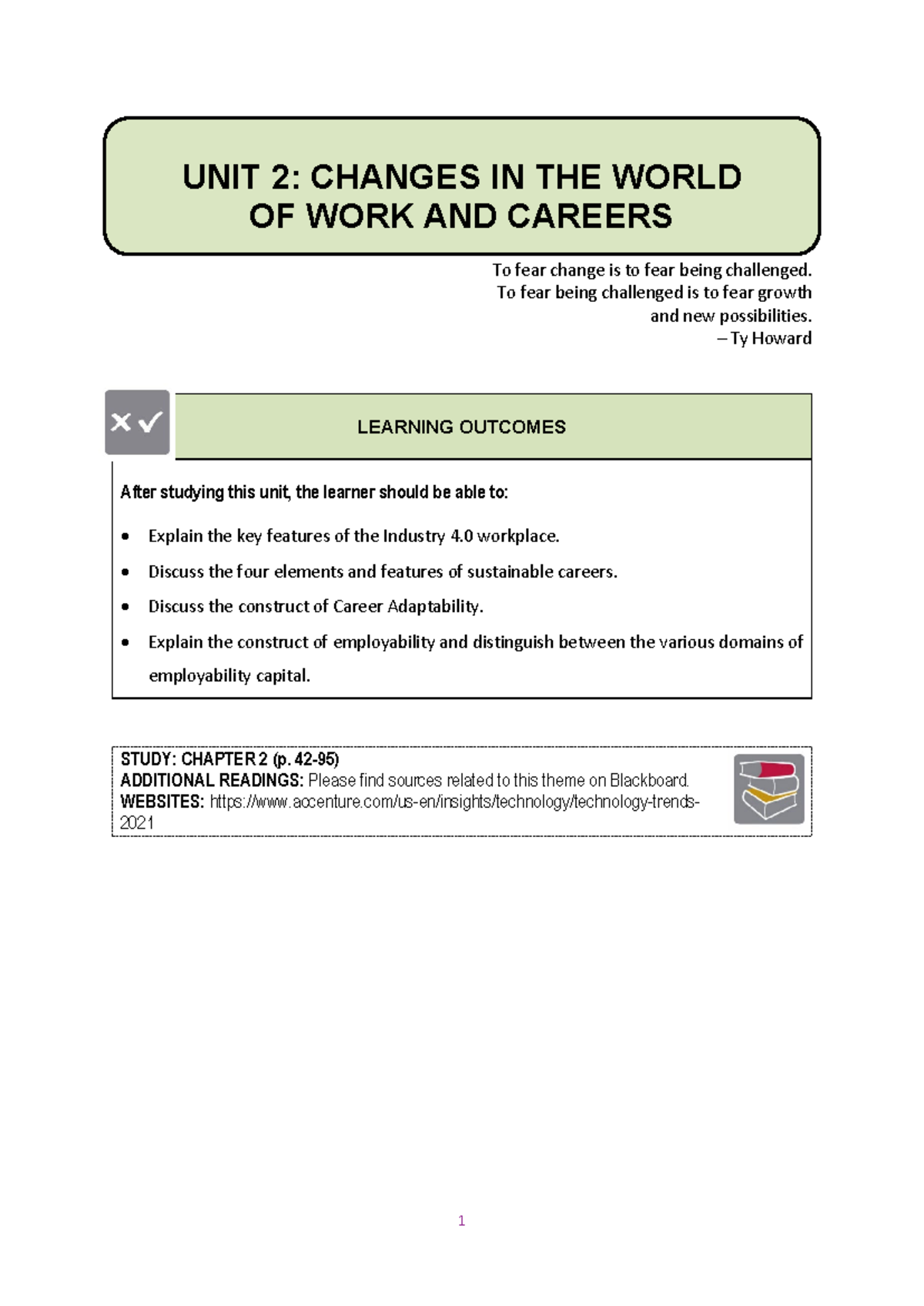 Unit 2: Changes in Work & Careers - Key Insights & Learning Outcomes ...