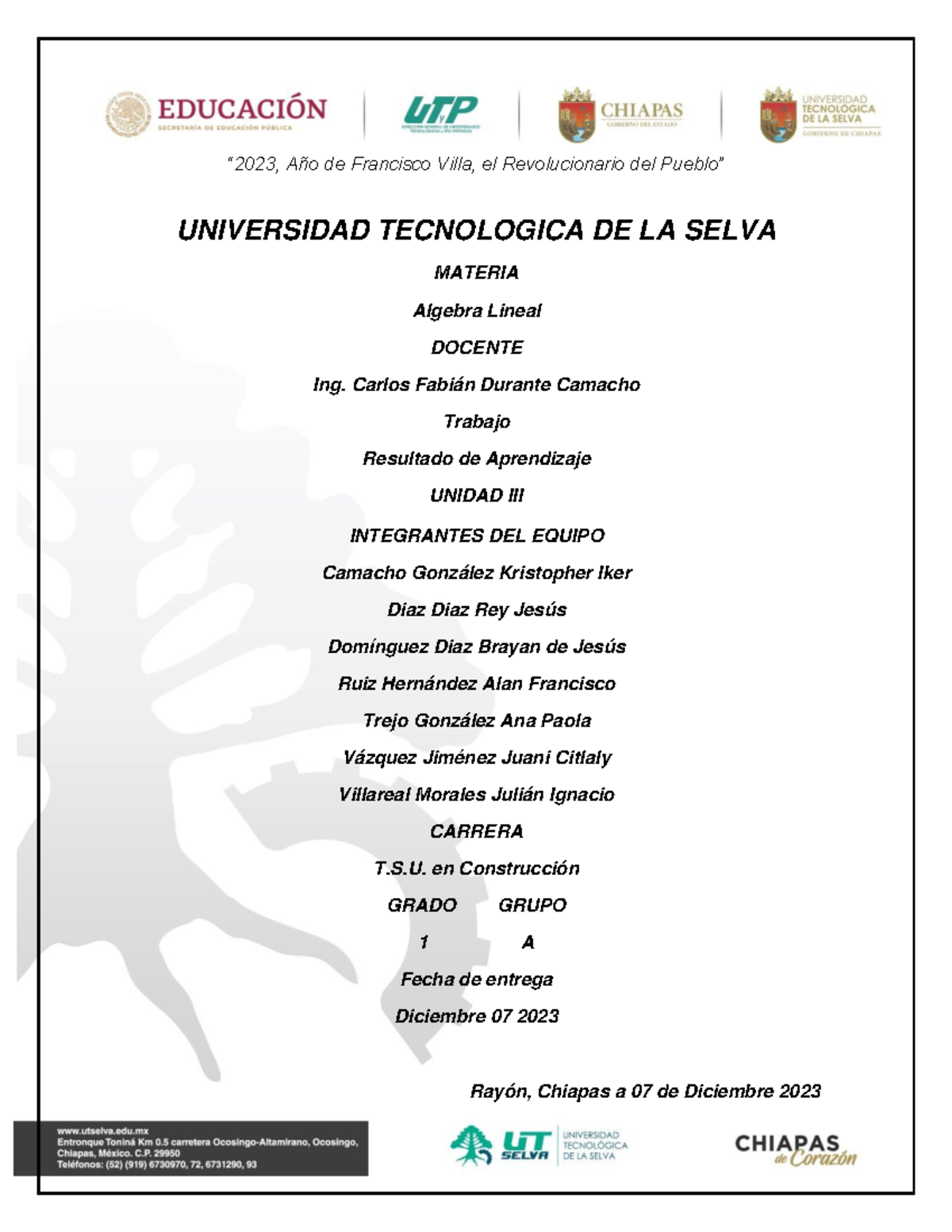 Año de Francisco Villa: Conceptos y Operaciones en Álgebra Lineal - RA ...