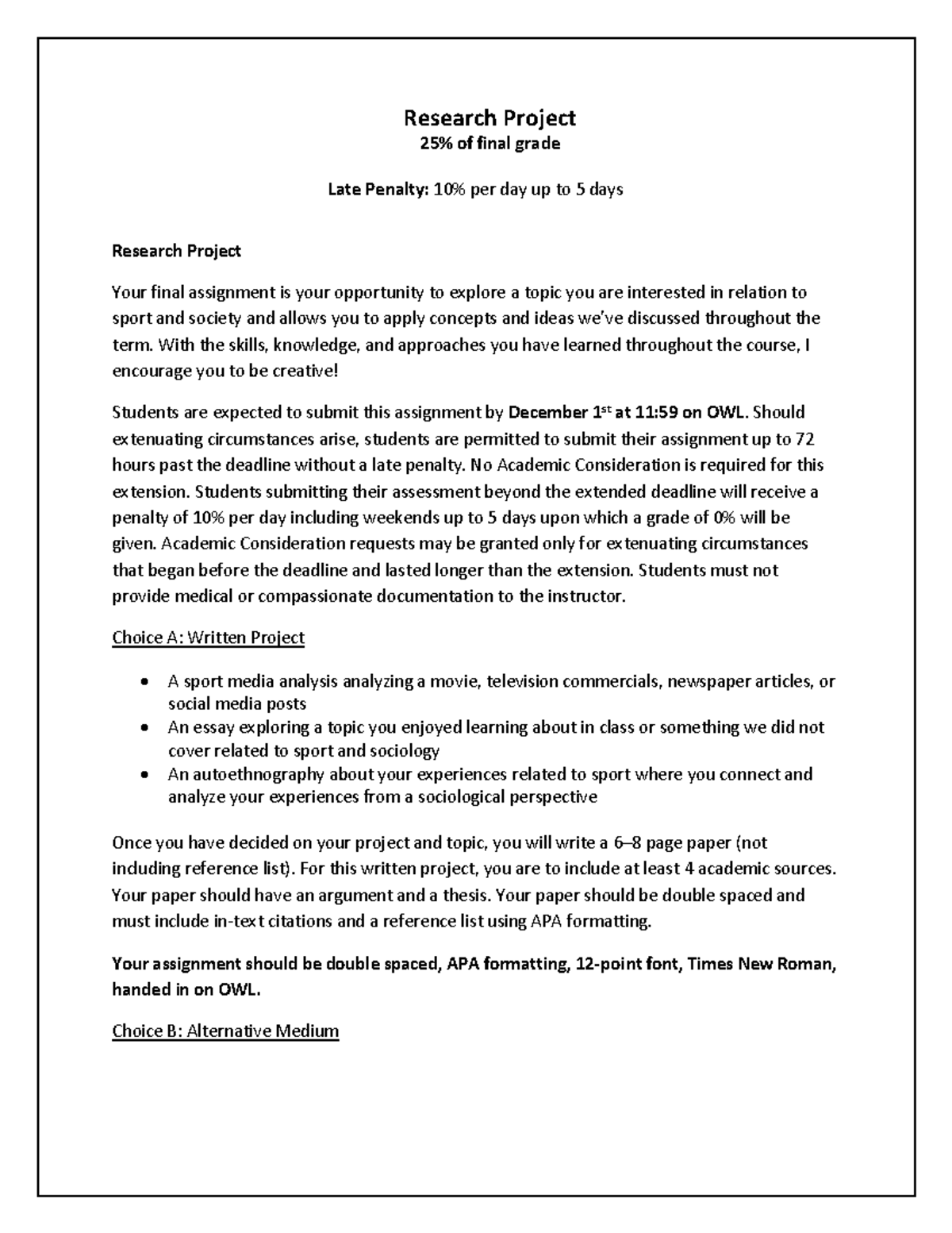 KIN2250 - Final Research Project: Exploring Sport & Society - Studocu