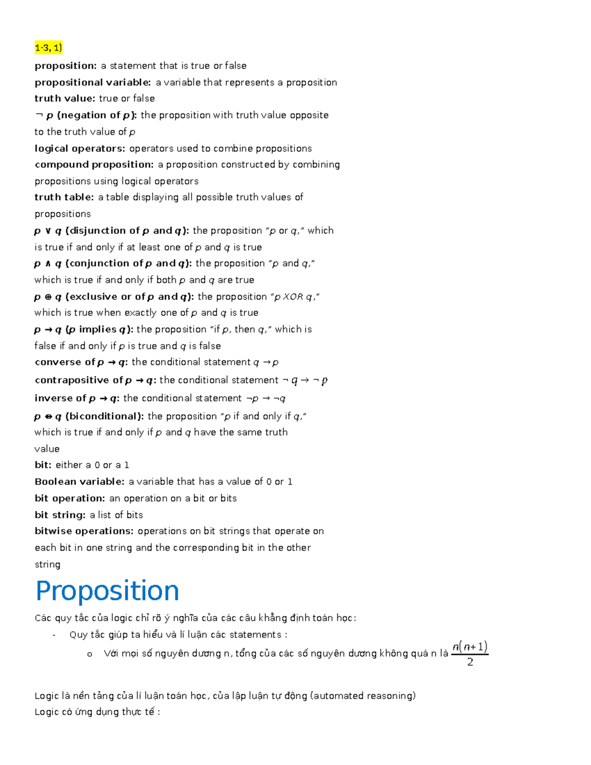 Logic and propositions: An overview of propositional logic concepts - Studocu