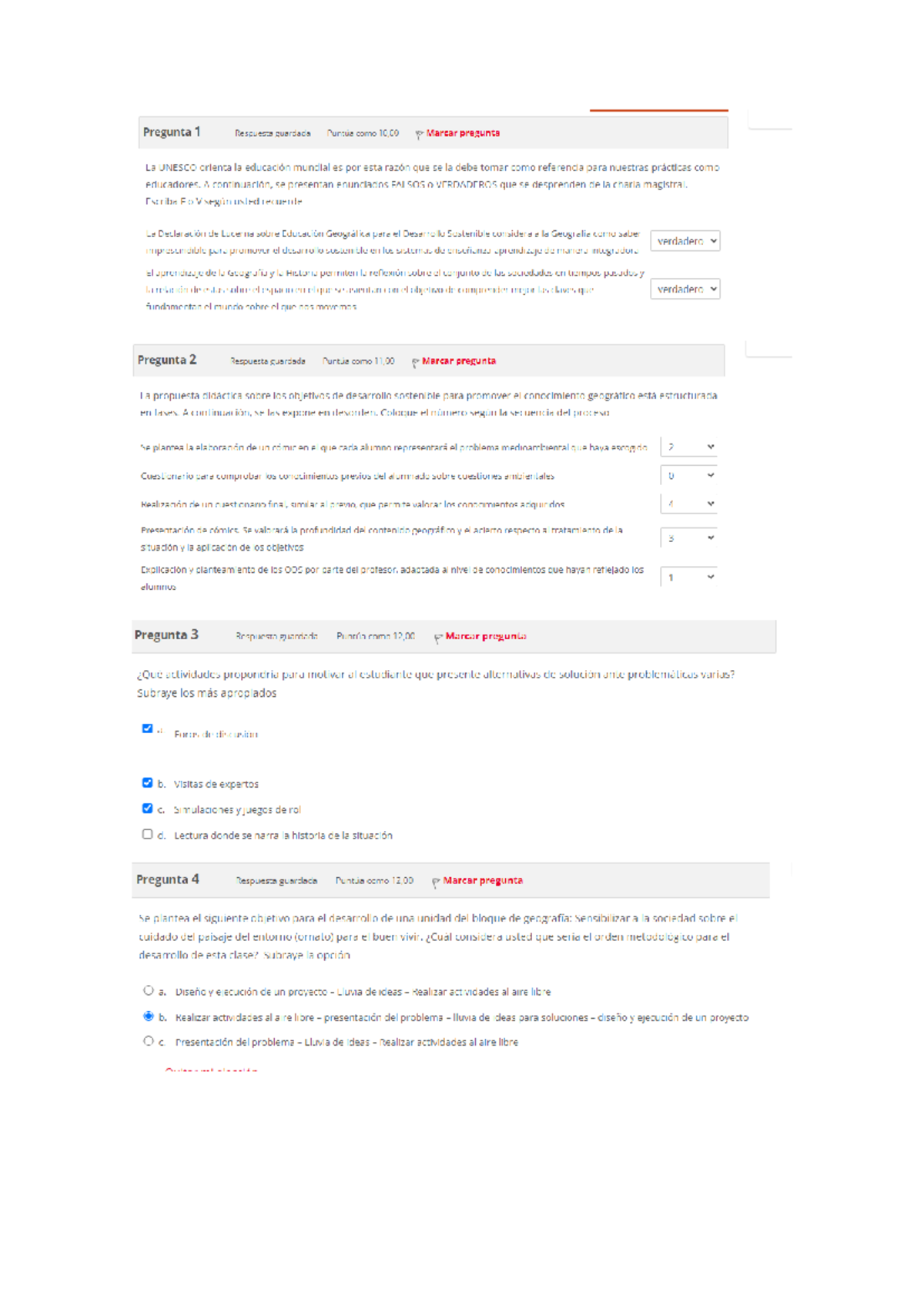 Cuestionario 3: Educación Geográfica y Desarrollo Sostenible - Studocu