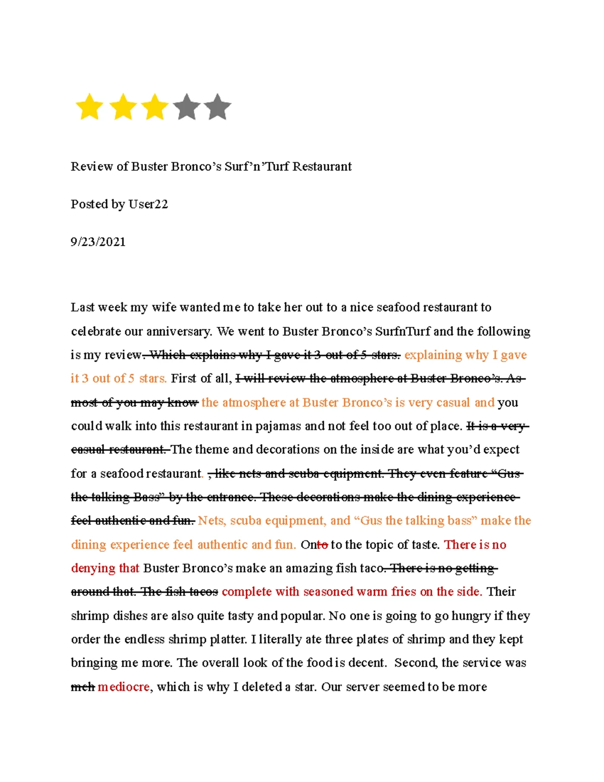 D269 Task 3 - Review of Buster Bronco's Surf Restaurant Revision - Studocu