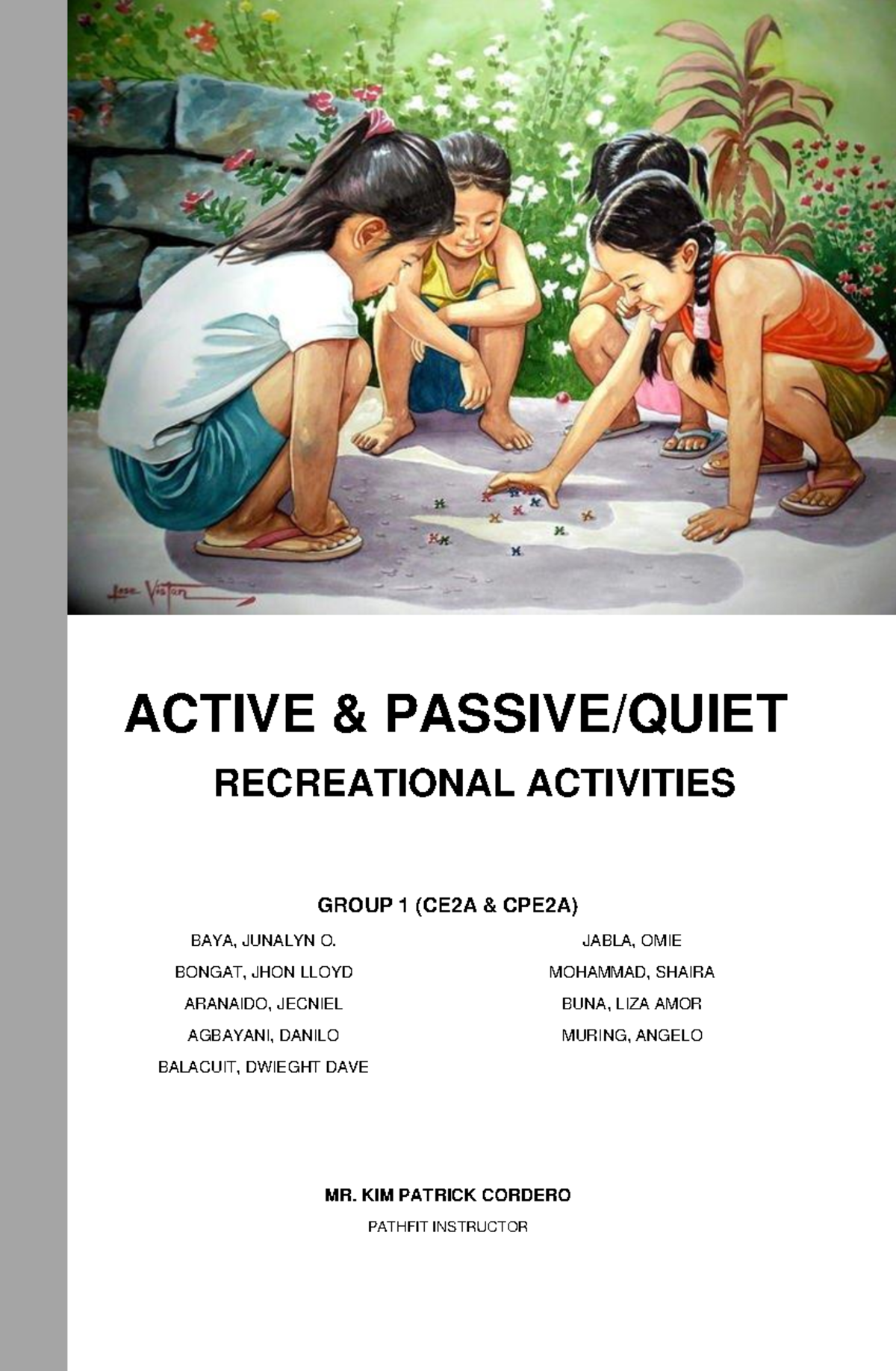FILIPINO RECREATIONAL ACTIVITIES: Active and Passive Games Overview ...