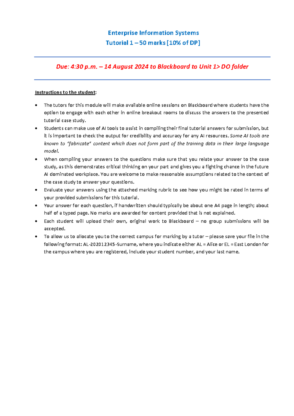 IFS323-323E - Enterprise Information Systems: Tutorial 1 - Case Study on MzansiTech Solutions ...