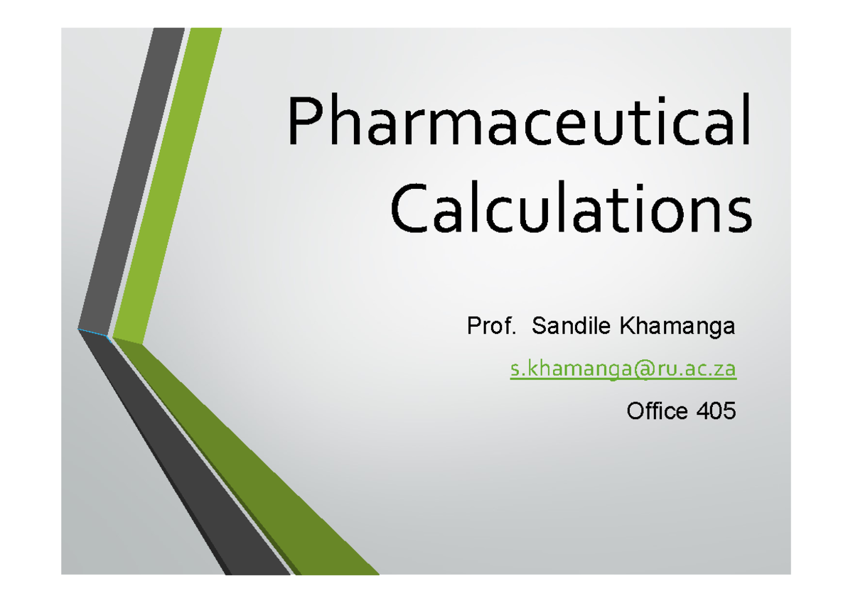 Pharmaceutical Calculations 101: Practice Exercises for Pharmacy ...