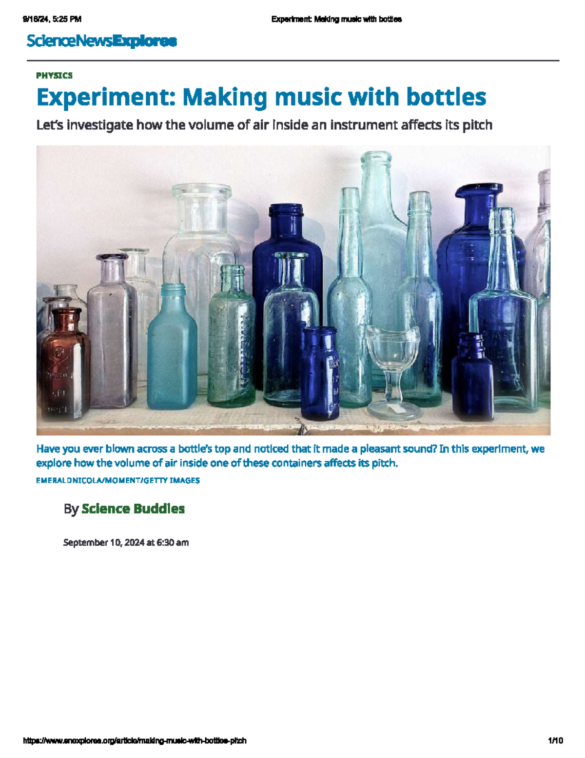 Physics hw - 5:25 PM Experiment: Making music with bottles ...