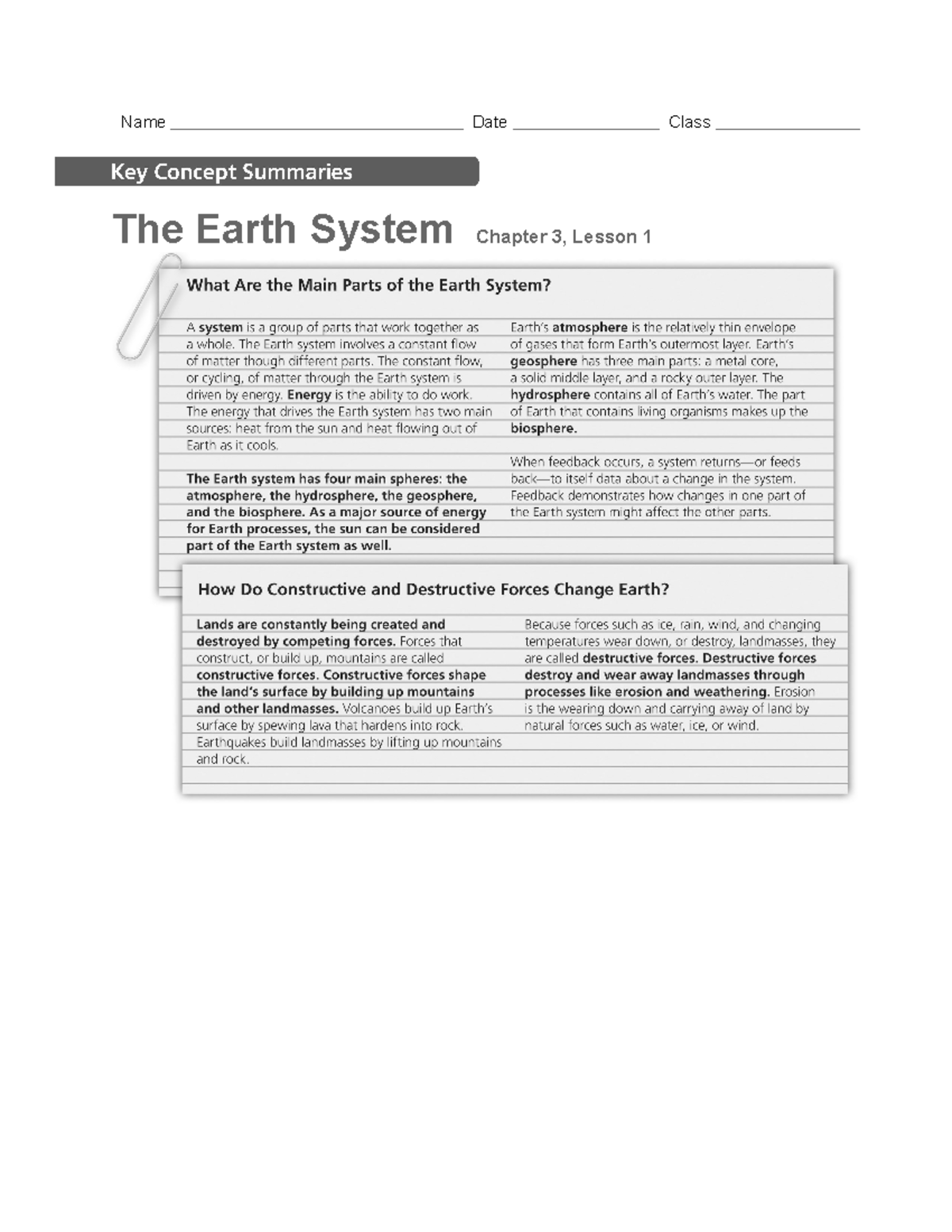 Earth System C3L1: Key Concepts & Enrichment Overview - Studocu