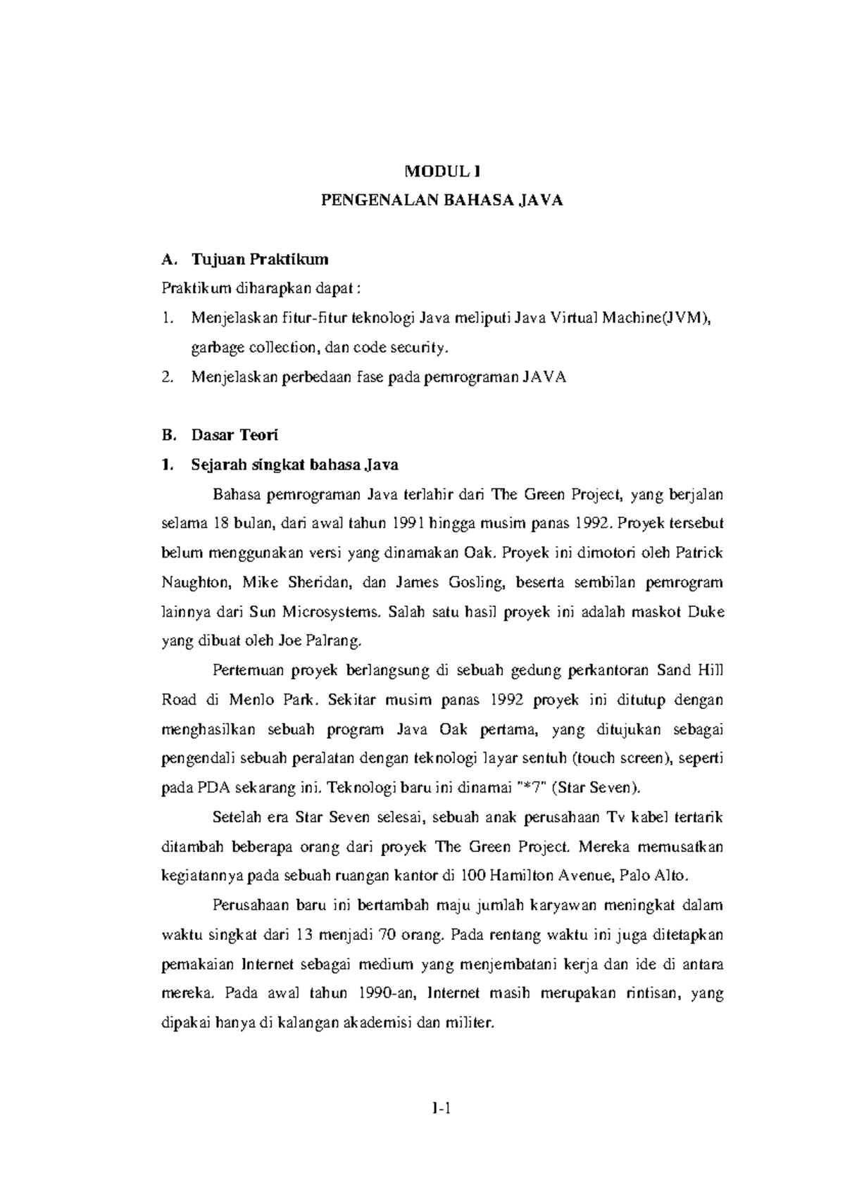 Laporan Praktikum Pengenalan Bahasa JAVA - I- MODUL I PENGENALAN BAHASA ...