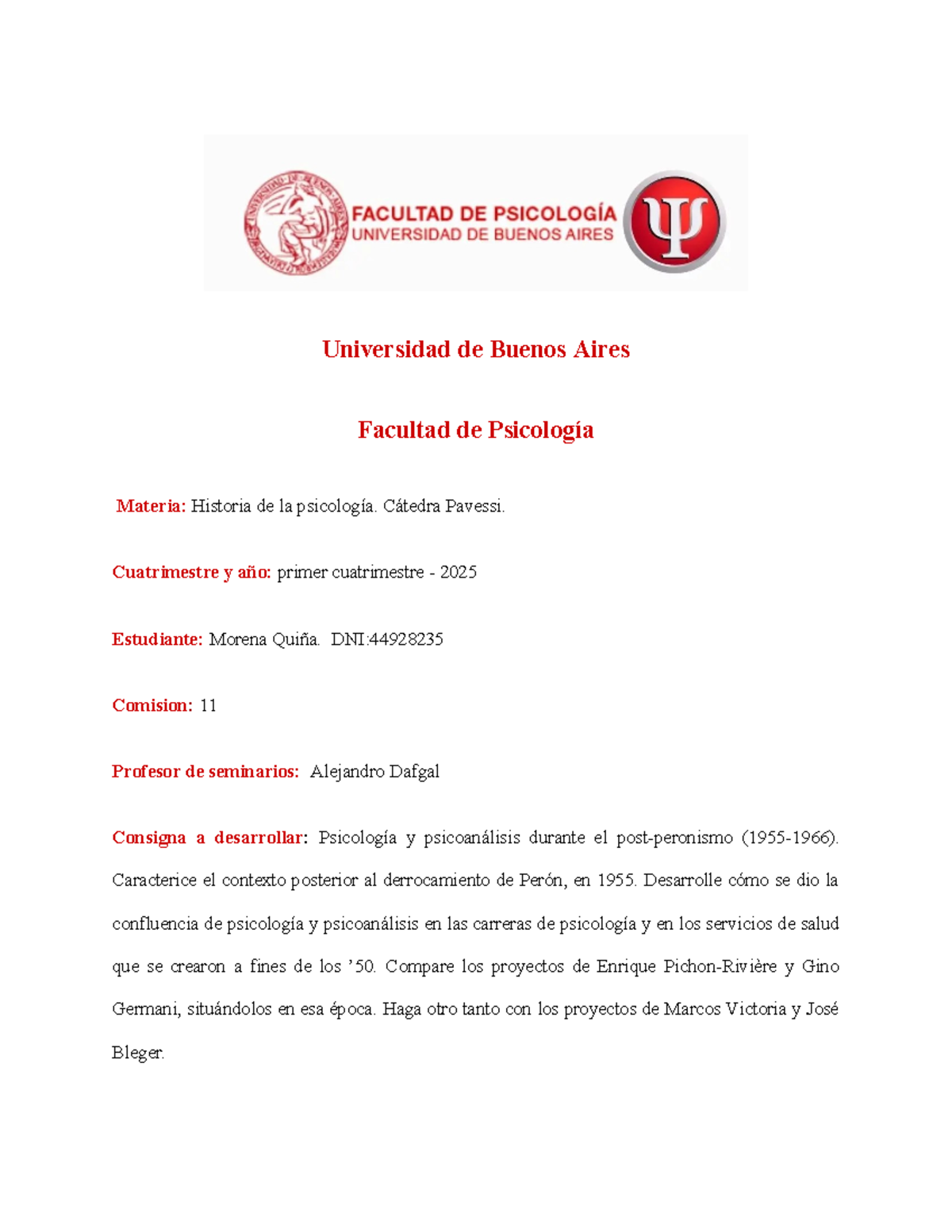 Trabajo de Seminario: Historia de la Psicología - Cátedra Pavessi 2025 ...