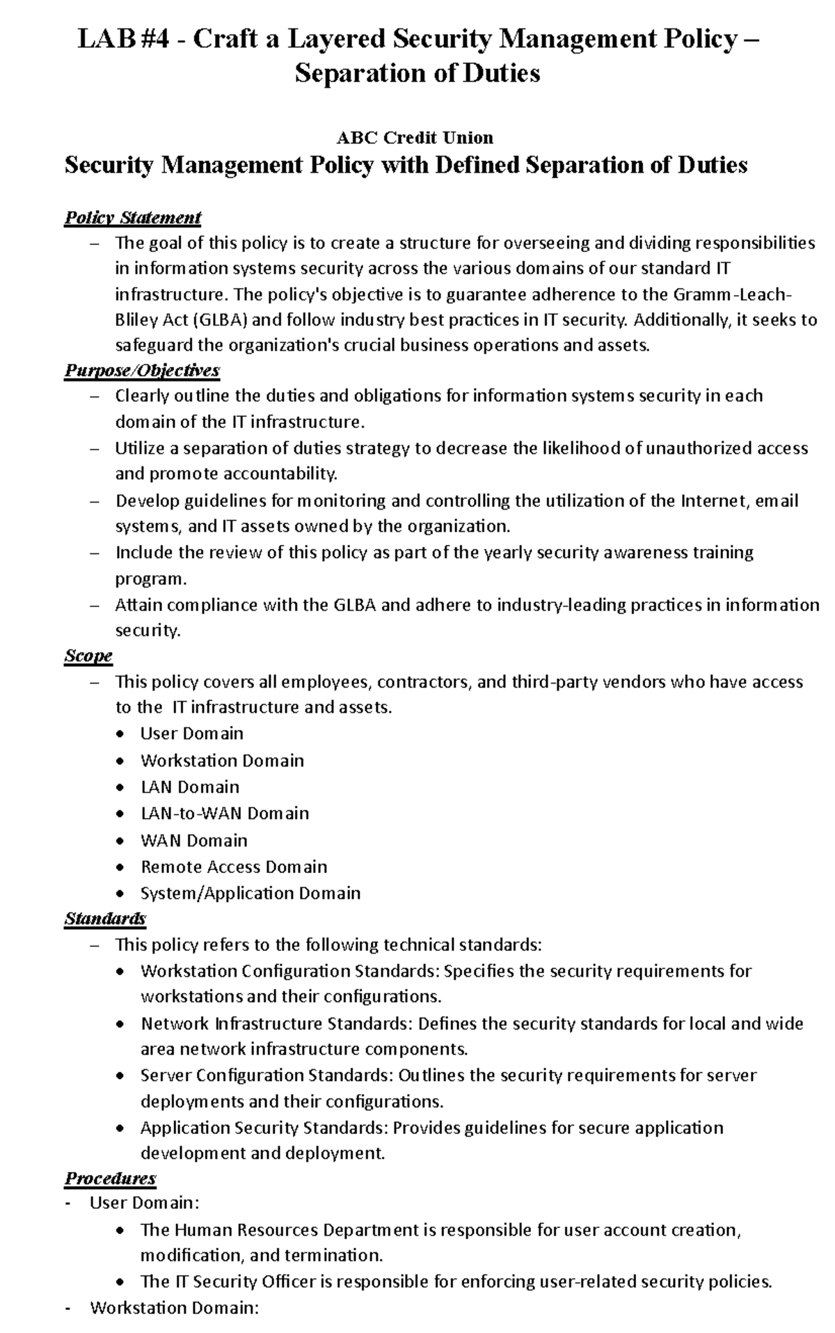 IAP301 SE161649 Lab04 - Crafting a Layered Security Mgmt Policy - Studocu