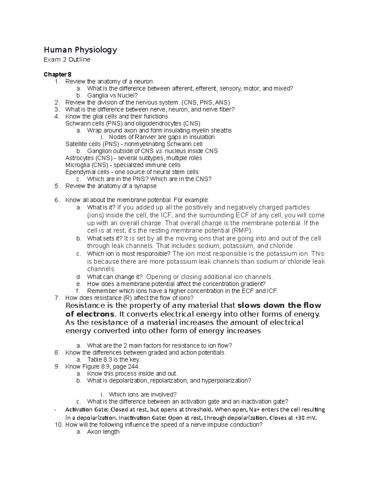 Unit 2 Exam Study Guide for Human Physiology (PHYS 101) - Studocu