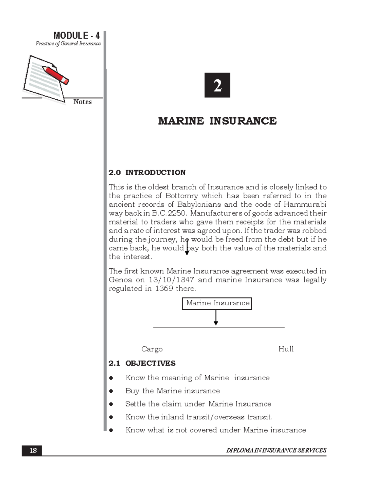 DIPLOMA IN INSURANCE SERVICES: Marine Insurance Overview & Practices ...