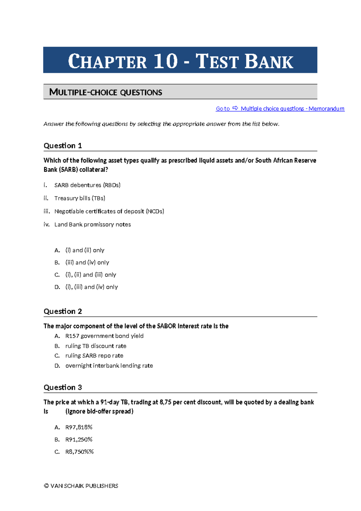 CHAPTER 10 TEST BANK QUESTIONS - ECON 101 - Studocu