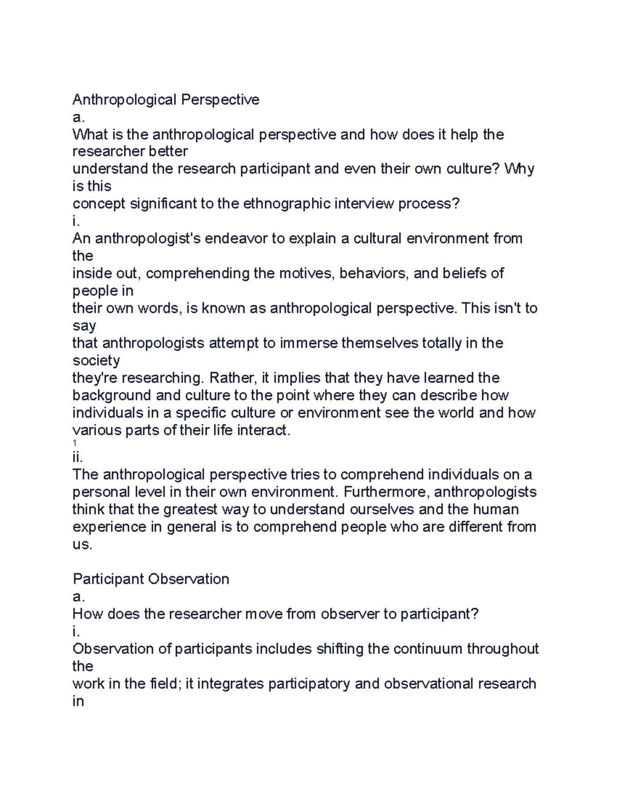 Anthropology 101: Understanding the Anthropological Perspective - Studocu