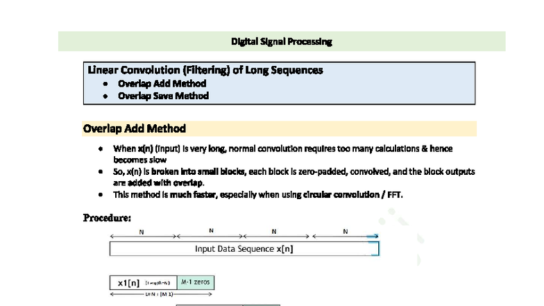 ECE Final Exam: Overlap Add & Save Methods in Linear Convolution - Studocu