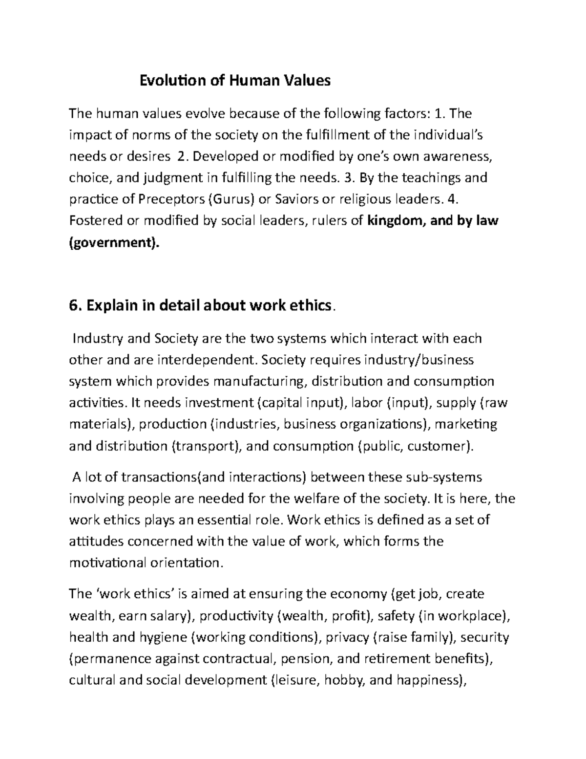 Evolution of Human Values - The impact of norms of the society on the ...