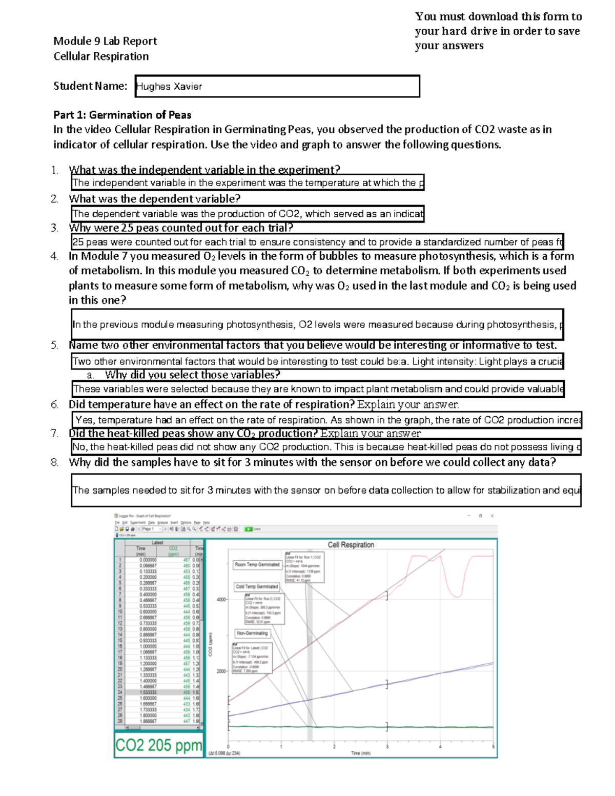 Experiment 9 - course work - Module 9 Lab Report Cellular Respiration ...