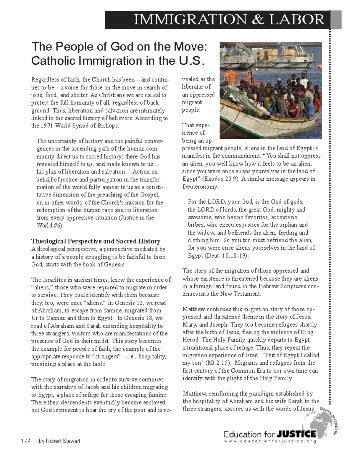 IMMIGRATION LABOR: The Catholic Church's Role in U.S. Migration - Studocu