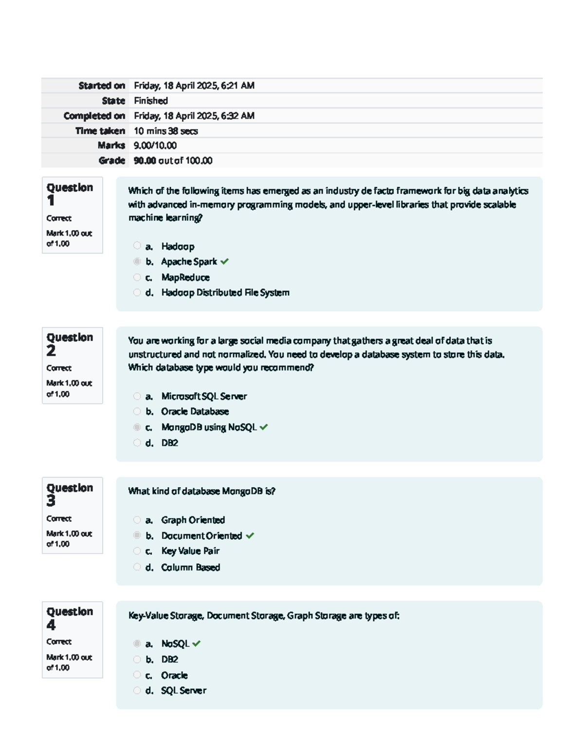 Self-Quiz Unit 2 Attempt review Home - Question 1 Correct Mark 1 out of 1. Question 2 Correct ...