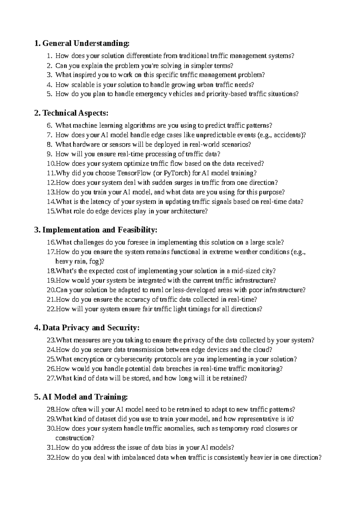 Counter question - 1. General Understanding: How does your solution ...