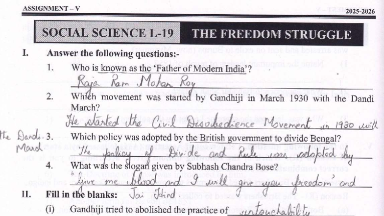 ASSIGNMENT: THE FREEDOM STRUGGLE L-19 2025 - Studocu