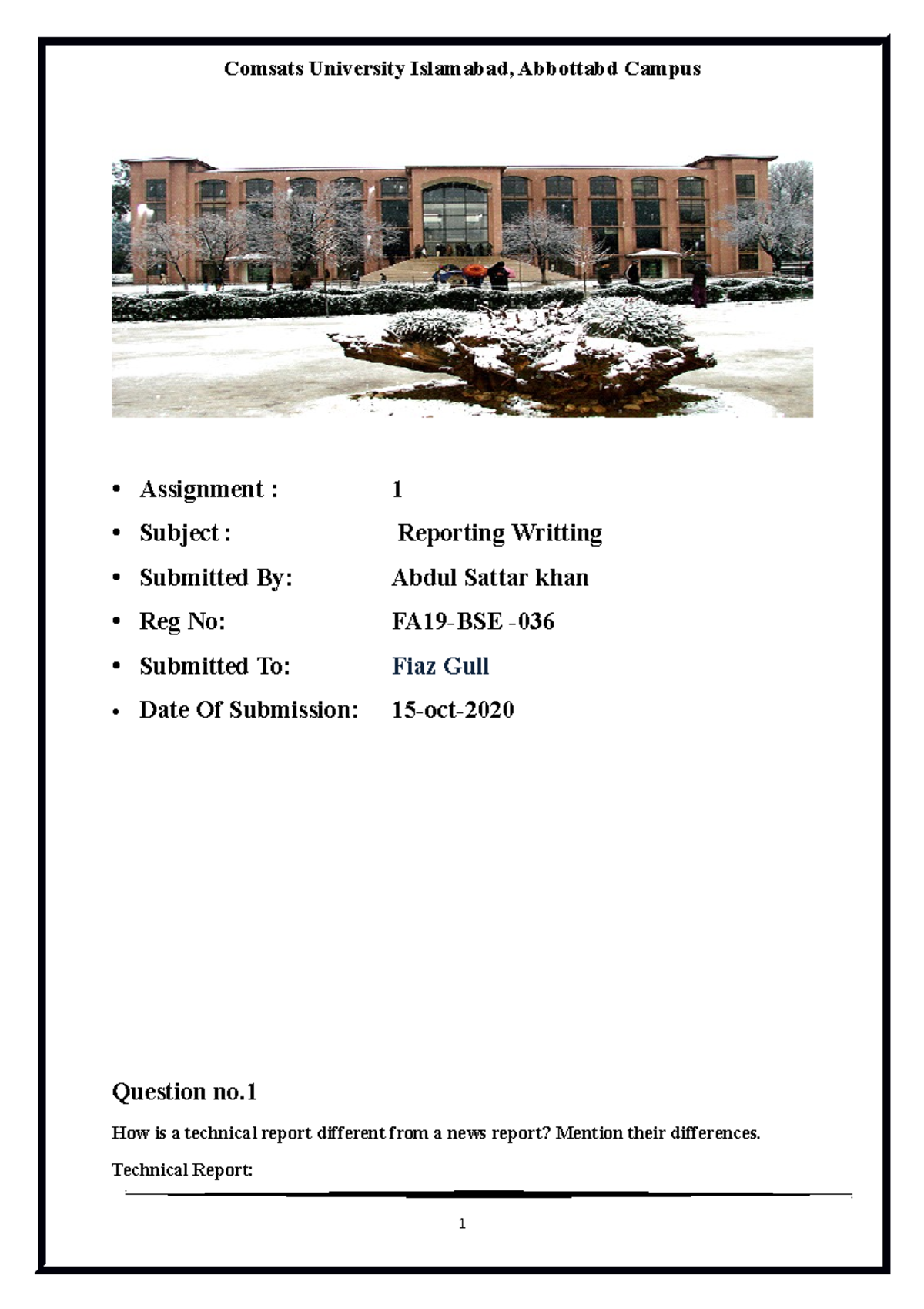 Oop Lab Assi Oppp Lab Task Comsats University Islamabad Abbottabd Campus • Assignment 1